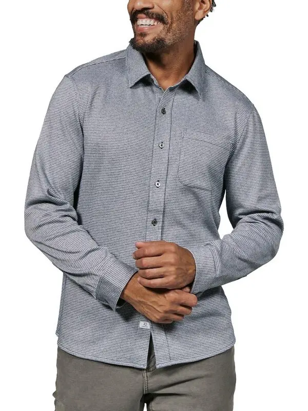7 Diamonds Generation Knit Button-up Shirt - Blue
