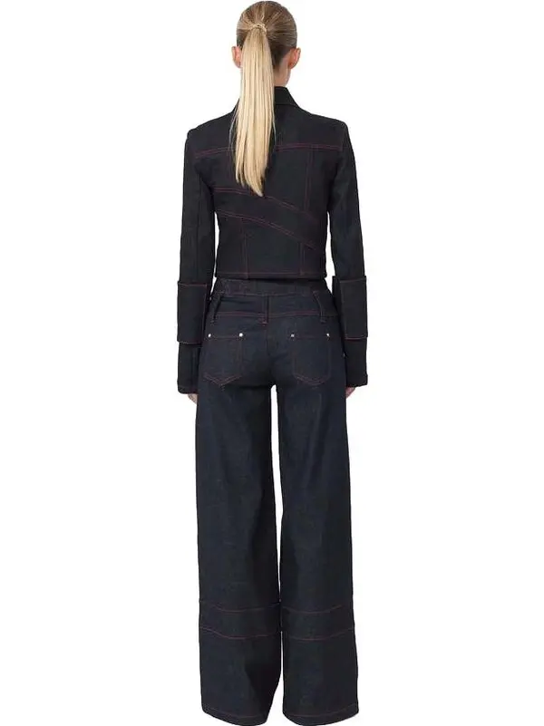 JENDUE Harvey Corset Wide-leg Jeans - Deep Blue