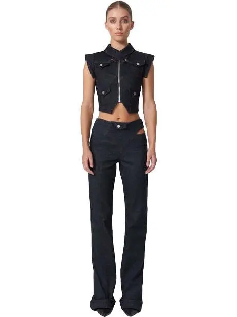 JENDUE Davidson Denim Vest - Deep Blue