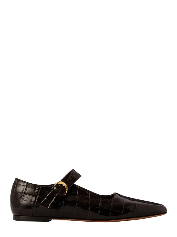 EMME PARSONS Tramonto Croc-effect Leather Mary Jane Ballet Flats - Brown