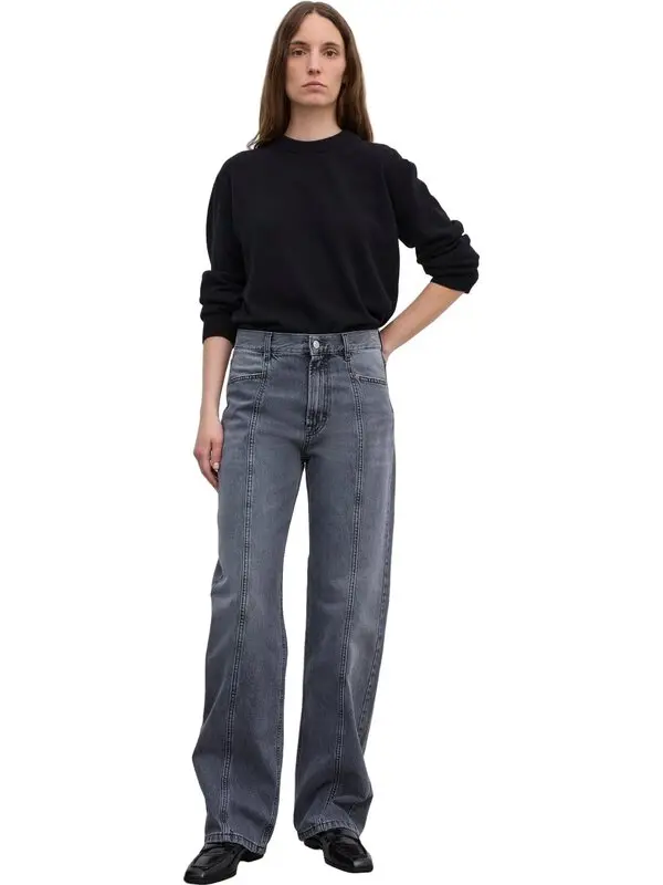 HOUSE OF DAGMAR Loose Fit Wide Leg Jeans - Light Grey