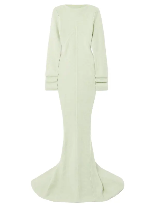 Rick Owens Luna Open-back Brushed-knit Gown - Green