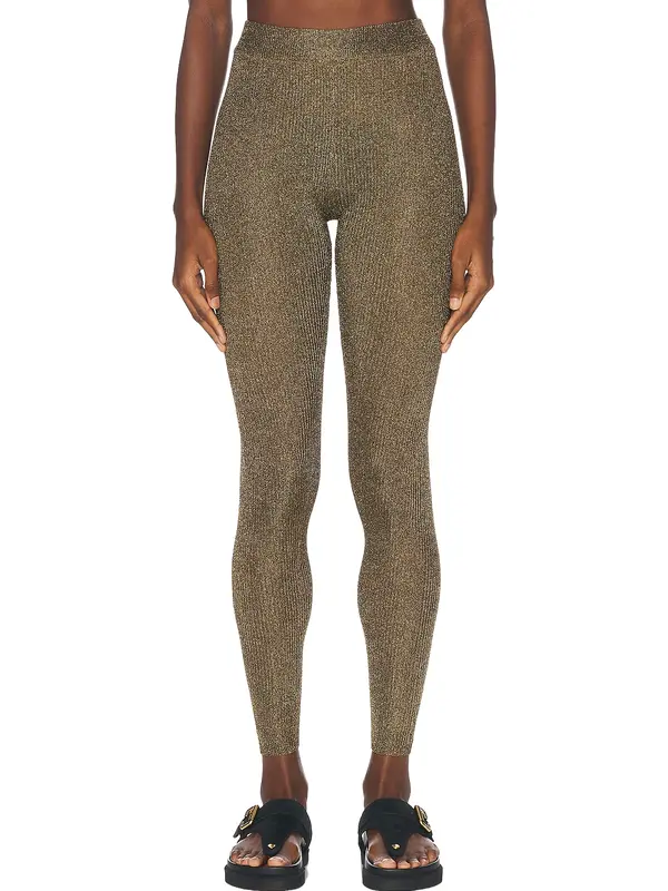 Isabel Marant Jouna Legging In Metallic Gold - Dark Khaki