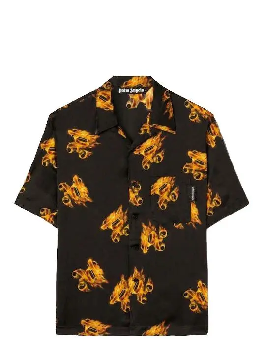 Palm Angels Burning Monogram Shirt - Black/gold