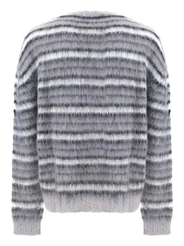 Marni Striped Mohair-blend Sweater - Grey