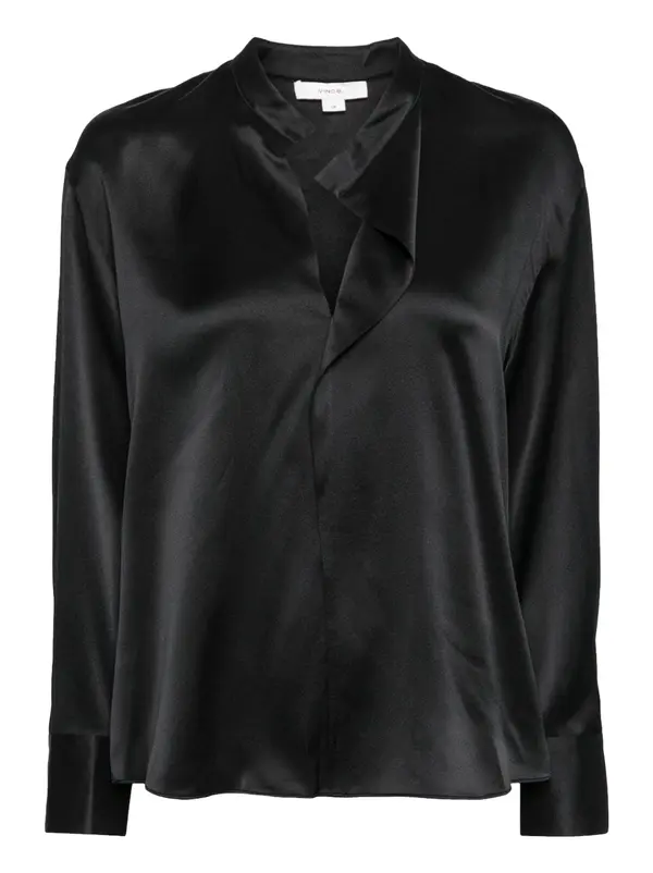 Vince Draped Silk Blouse - Black