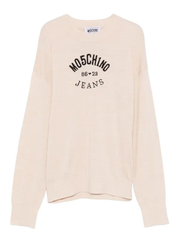 Moschino Intarsia-logo Sweater - Neutrals