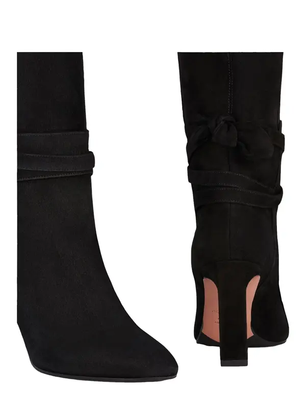 AQUAZZURA 85mm Very Bow Tie Boots - Black