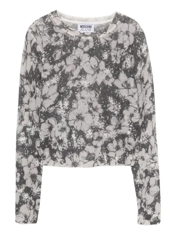Moschino Floral-jacquard Sweater - Grey