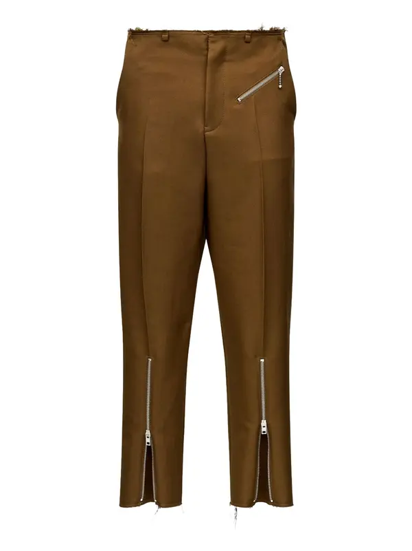 MAISON MARGIELA Zip-detail Tapered Trousers - Brown