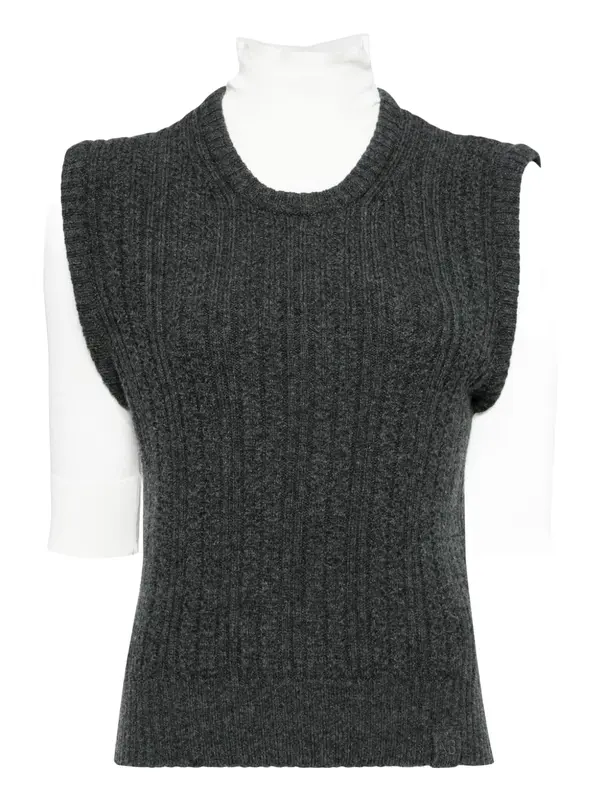 Victoria Beckham Mock-neck Knitted Top - Grey