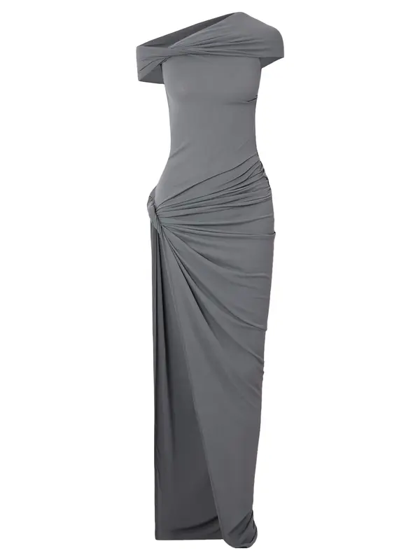 Rick Owens Lola Off-the-shoulder Twisted Maxi Dress - Gray