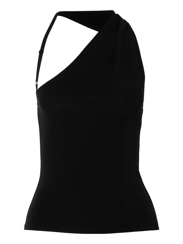 COURREGES Asymmetric Cutout Stretch-crepe Tank - Black