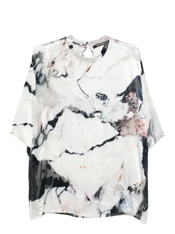 Roberto Cavalli Marble-print Blouse - White