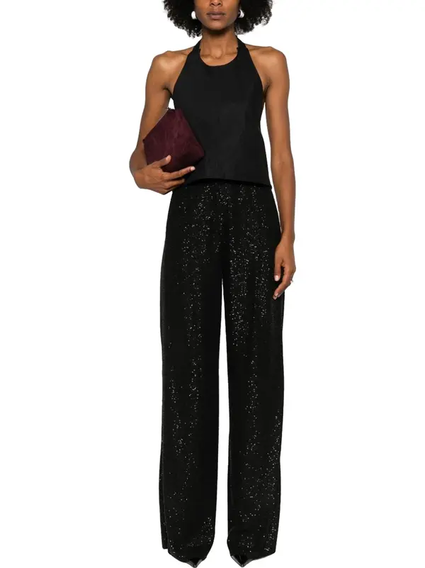 Max Mara Sequinned Wide Leg Trousers - Black