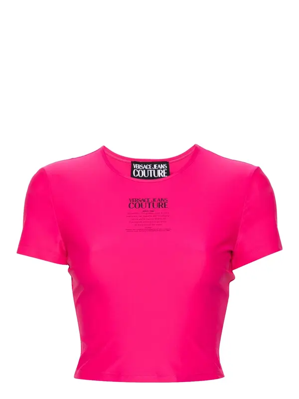 Versace Logo-print Cropped T-shirt - Pink