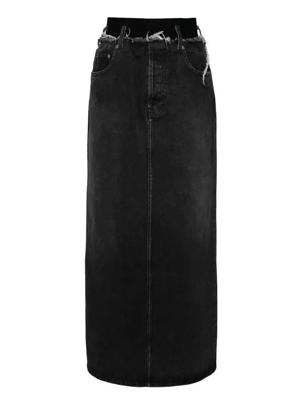 ALAINPAUL Distressed Denim Skirt - Black
