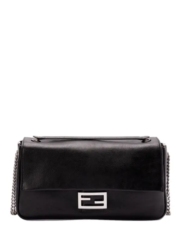 Fendi Leather Baguette Shoulder Bag - Black
