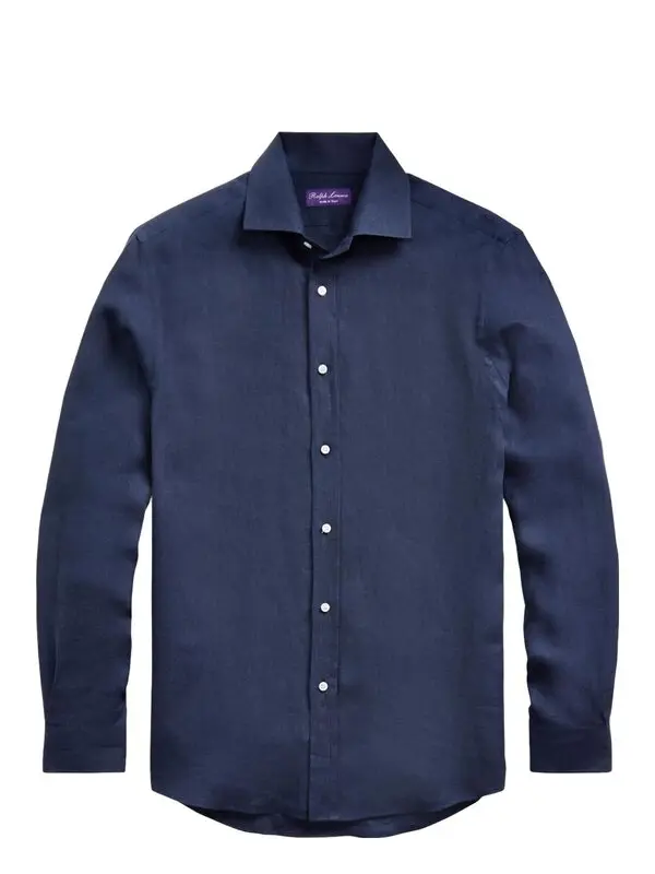 Ralph Lauren Purple Label Classic-collar Linen Shirt - Blue