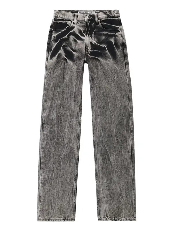 Alexander Wang Embroidered Logo Straight-leg Jeans - Black
