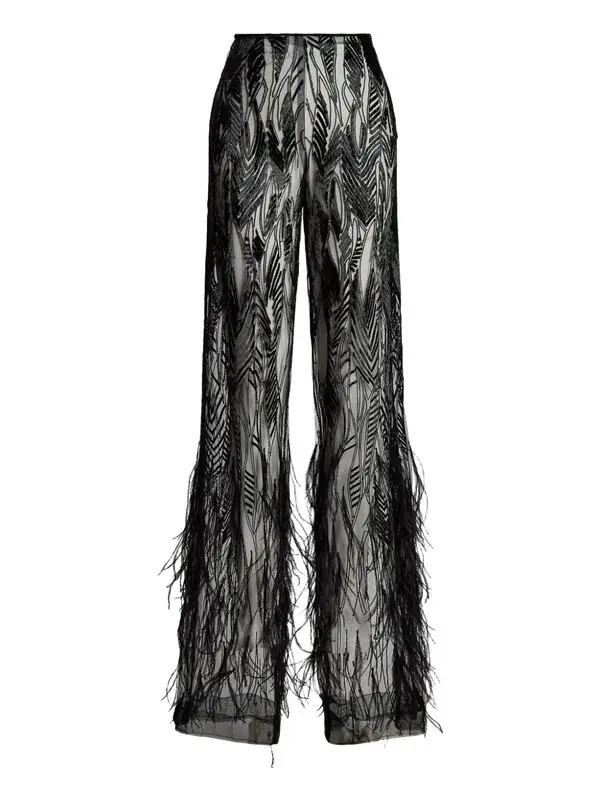 Ralph Lauren Feather-embellished Tulle Trousers - Black