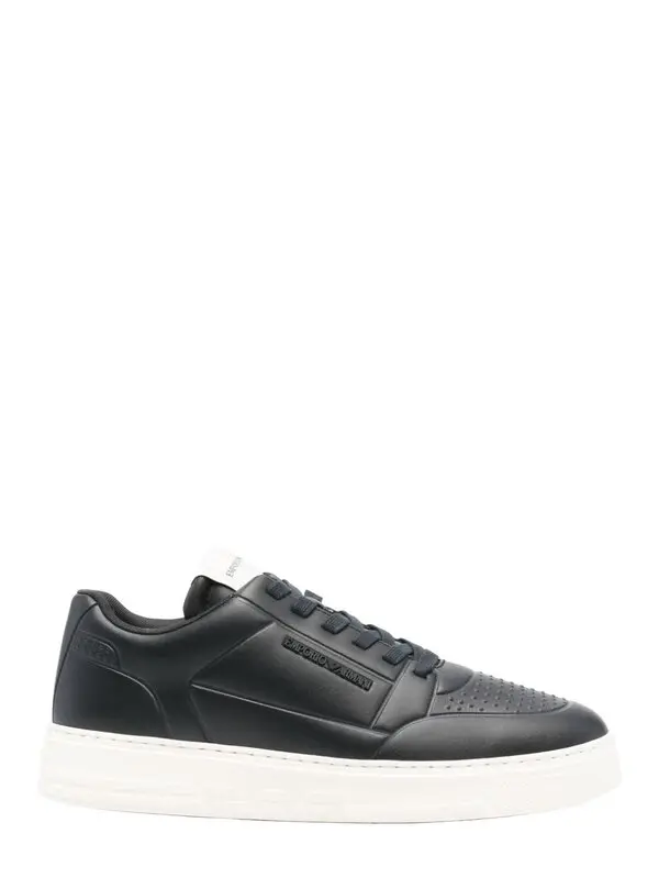 Emporio Armani Lace-up Perforated Toe Box Sneakers - Blue