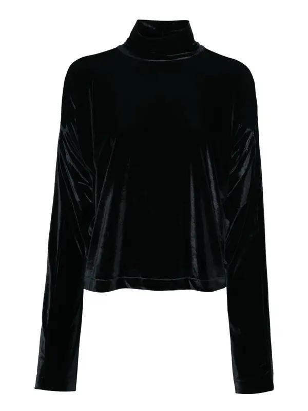 ALAINPAUL Velour High-neck Top - Black