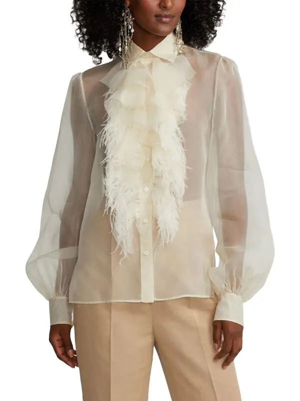 Ralph Lauren Organza Long-sleeve Shirt - Neutrals