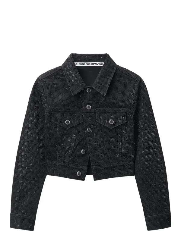 Alexander Wang Crystal-embellished Denim Jacket - Black
