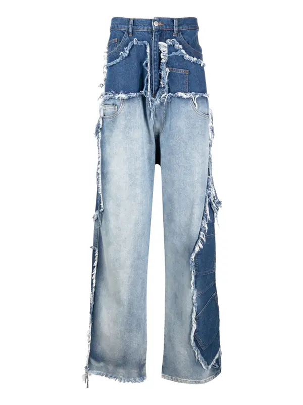 Natasha Zinko Upcycled Asymmetric Patchwork Jeans - Blue
