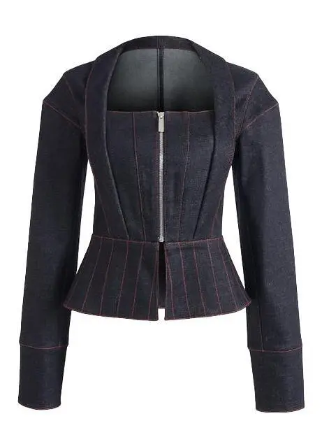 JENDUE Davidson Corset Denim Jacket - Deep Blue