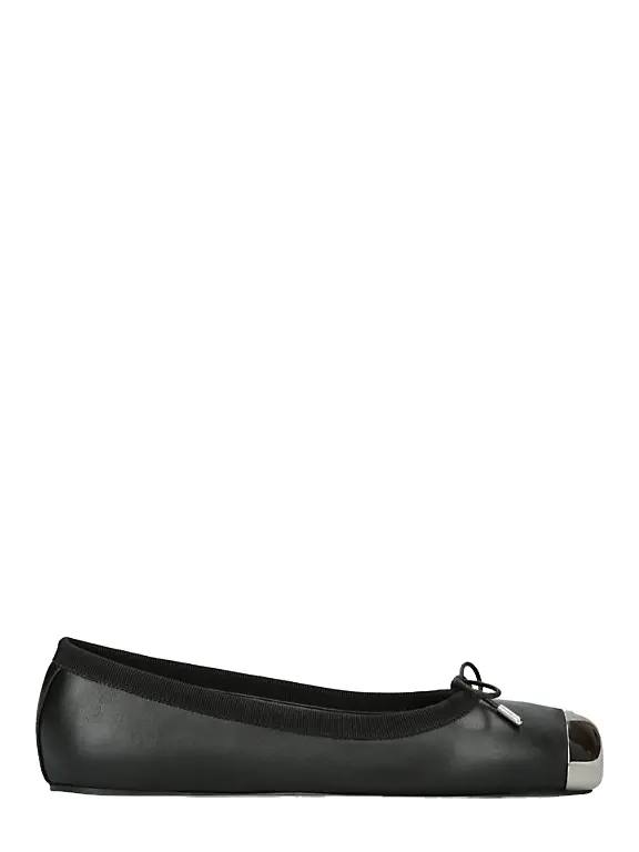 Alexander McQueen Metal-toecap Leather Ballet Flats - Black/comb