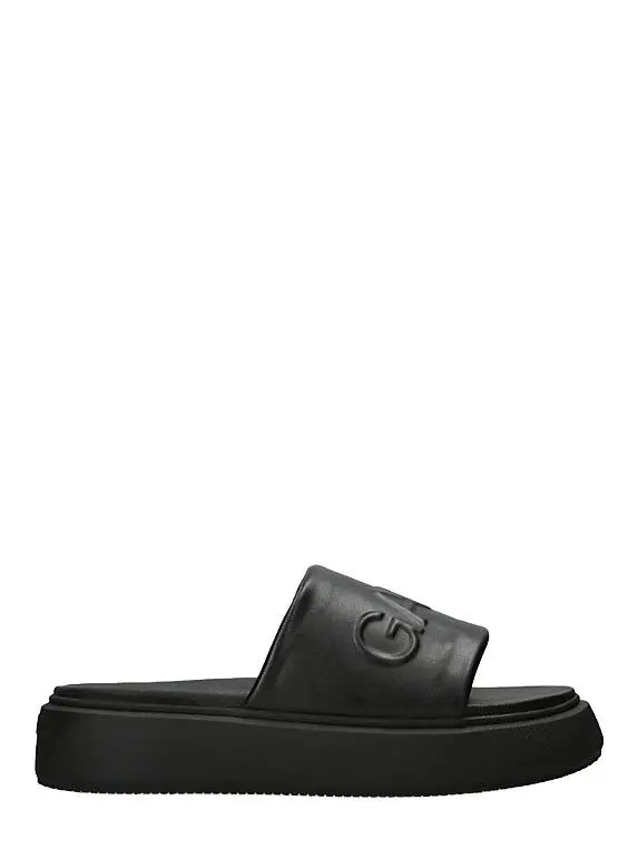GANNI Logo-embossed Flatform Sandals - Black