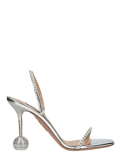 AQUAZZURA Yes Darling 95 Faux-leather Heeled Sandals - Silver