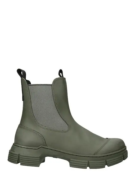 GANNI City Recycled Rubber-blend Chelsea Boots - Khaki