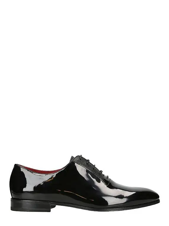 FERRAGAMO Gianbattista Patent Leather Oxford Shoes - Black