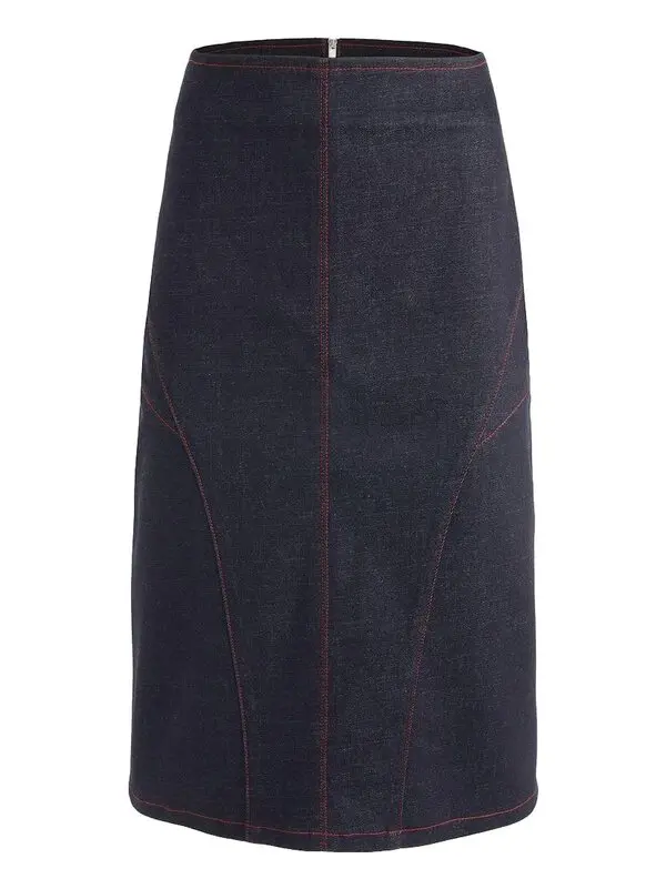 JENDUE Davidson Pencil Denim Skirt - Deep Blue