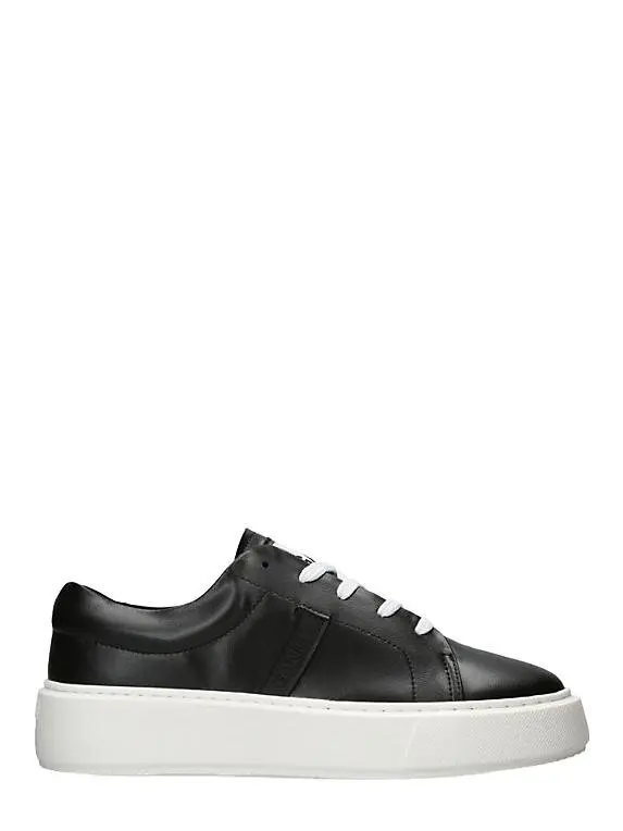 GANNI Logo-embossed Faux-leather Low-top Trainers - Black