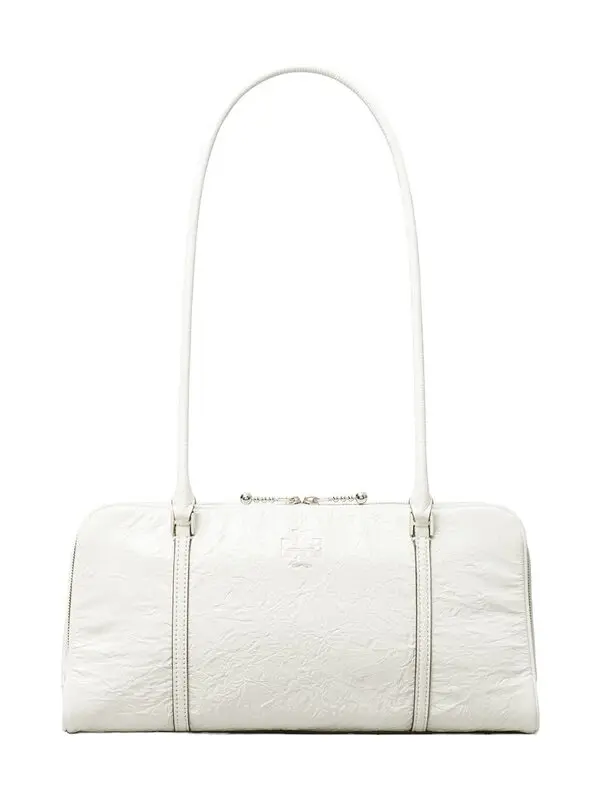 Tory Burch T Monogram Small Metallic Satchel - White
