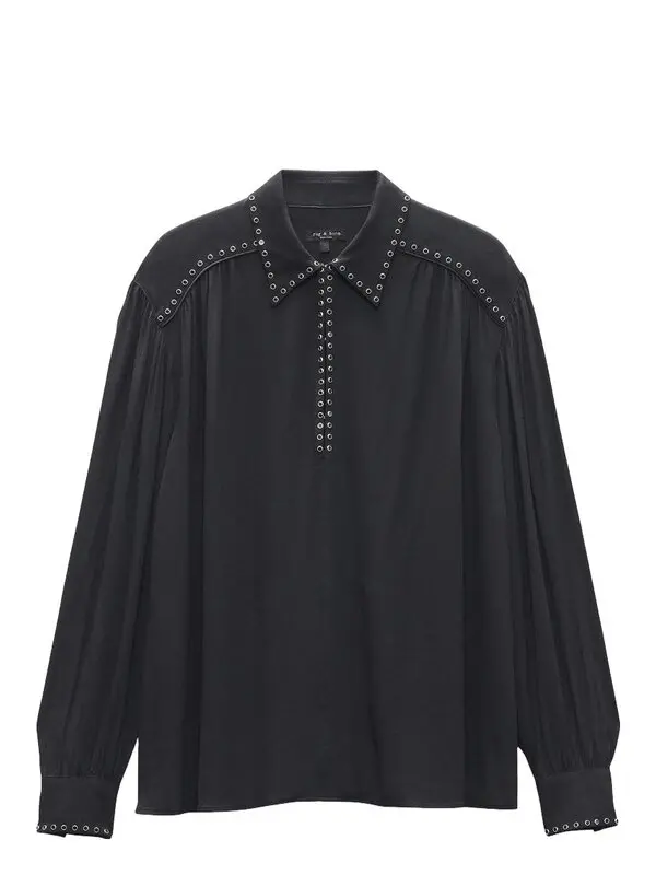 Rag & Bone Emmy Eyelet Long-sleeve Blouse - Black