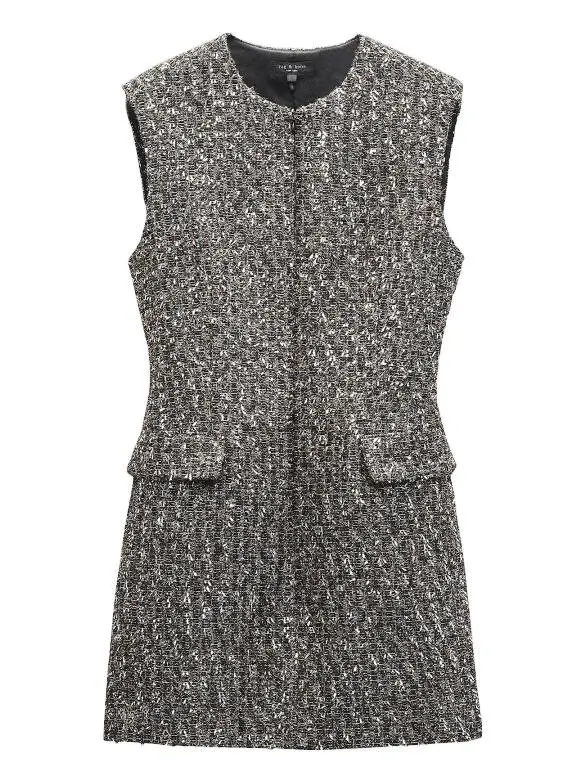 Rag & Bone Tina Linton Wool-blend Sleeveless Minidress - Silver Multi