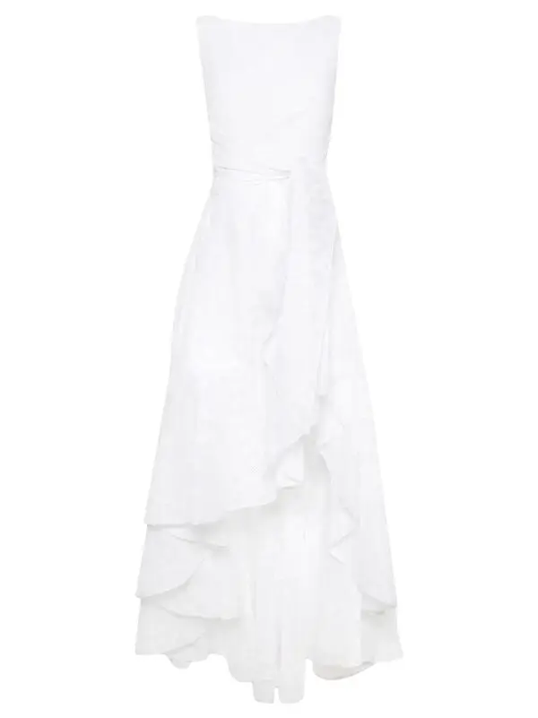 Talbot Runhof Draped Asymmetric Maxi Dress - White