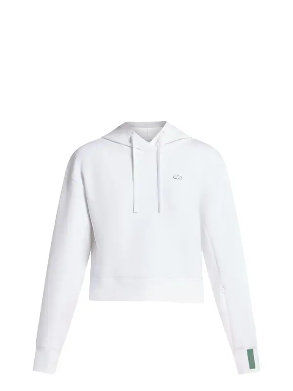 Lacoste Cropped Hooded Sweatshirt - White