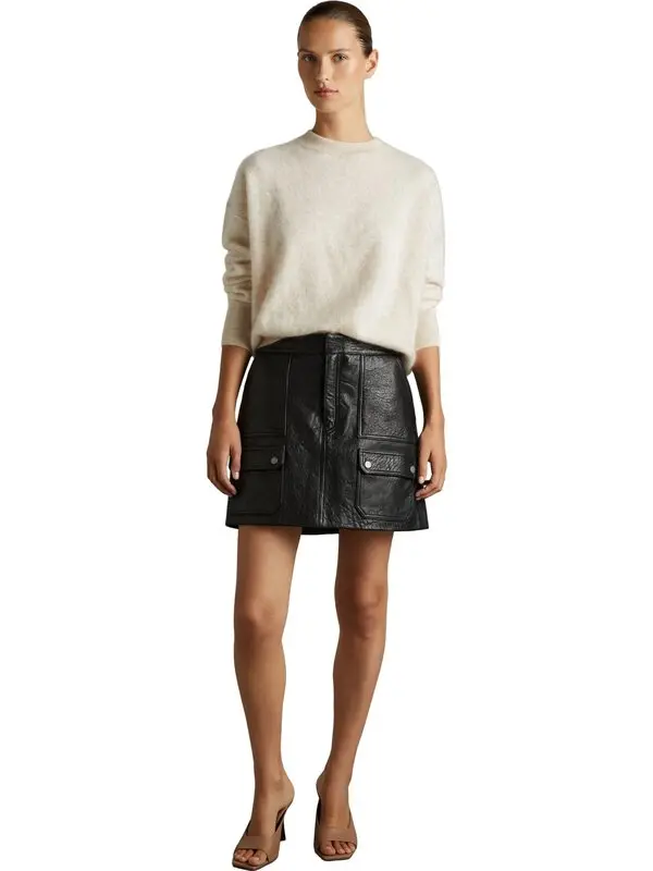 REISS Parker Grained-leather Mini Skirt - Black