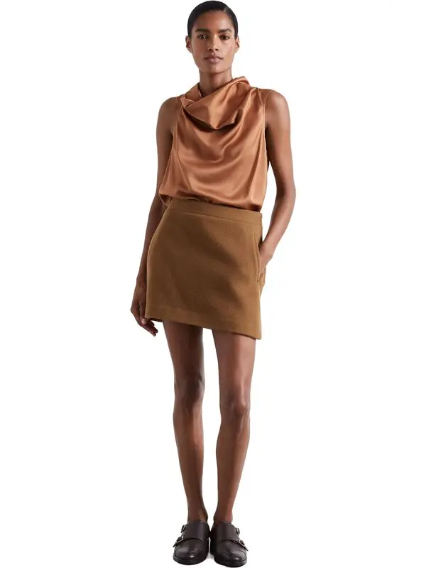 REISS Blake Atelier Virgin Wool Blend Mini Skirt - Camel