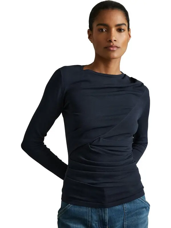 REISS Rue Draped Top - Teal