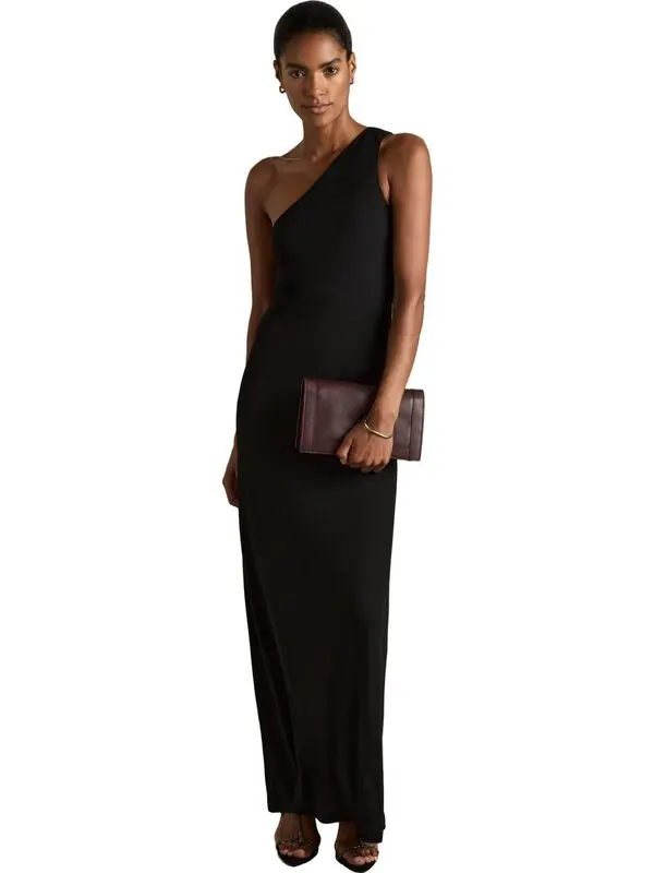 REISS Morgaine One-shoulder Maxi Dress - Black