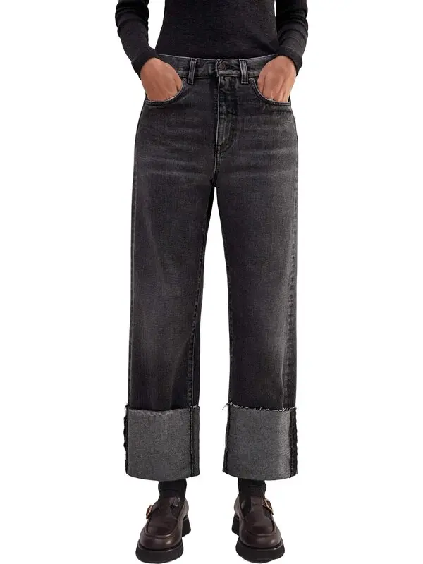 ME+EM Authentic Relaxed Deep Turn-up Jean - Washed Black