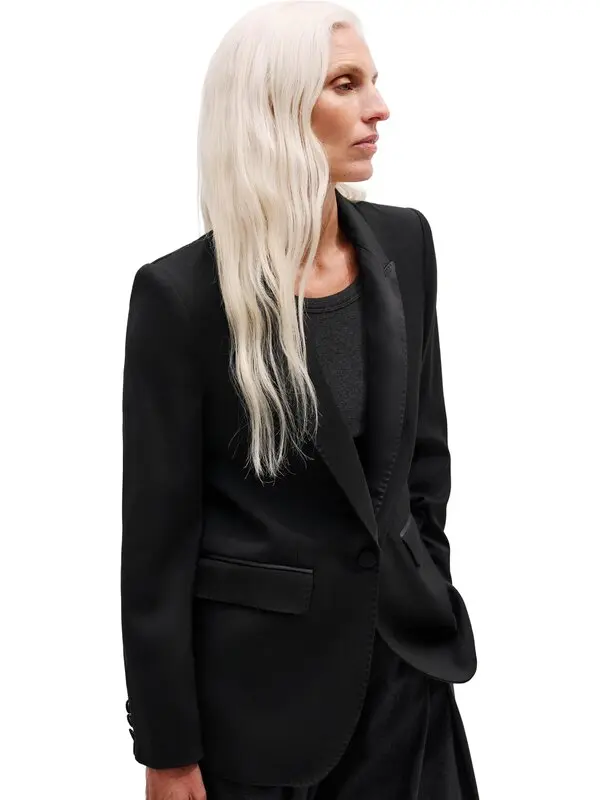 ME+EM Sharp Shoulder Tux Blazer - Black