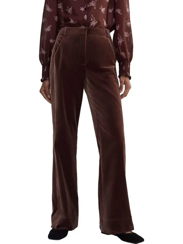 ME+EM Velvet Kick Flare Trousers - Pink